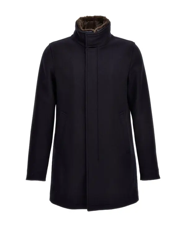 Herno High-neck Coat With Logo Plaque