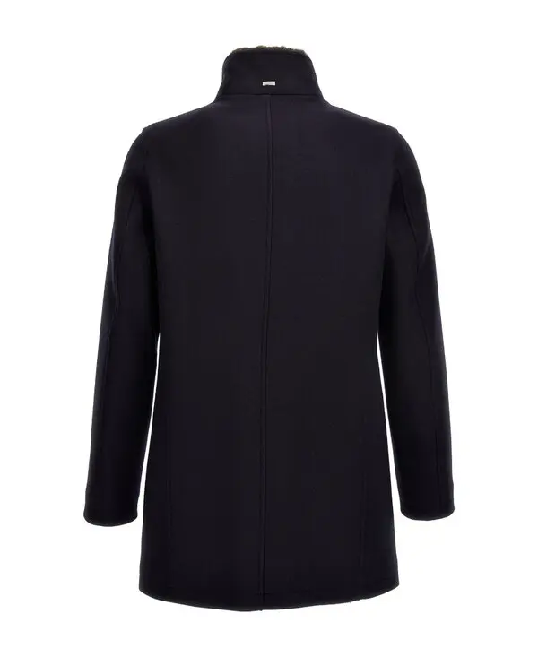 Herno High-neck Coat With Logo Plaque