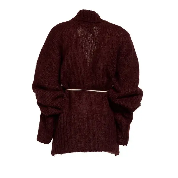 Dries Van Noten Long Sleeve Cardigan With Lace-up Details - Brown