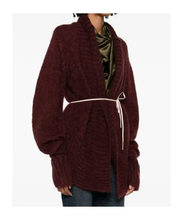 Dries Van Noten Long Sleeve Cardigan With Lace-up Details - Brown