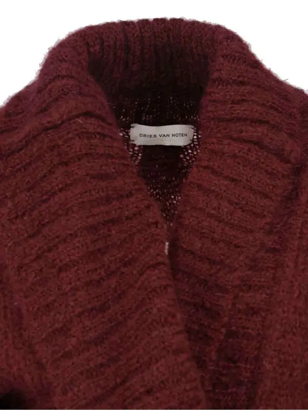 Dries Van Noten Long Sleeve Cardigan With Lace-up Details - Brown