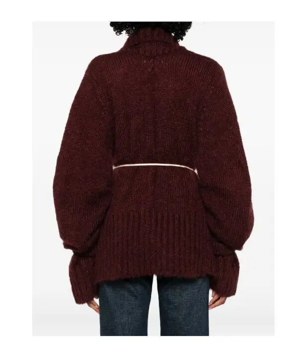 Dries Van Noten Long Sleeve Cardigan With Lace-up Details - Brown