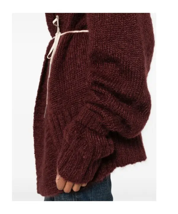 Dries Van Noten Long Sleeve Cardigan With Lace-up Details - Brown