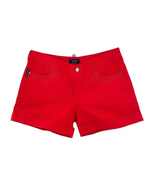 Emporio Armani Embellished Logo Denim Shorts