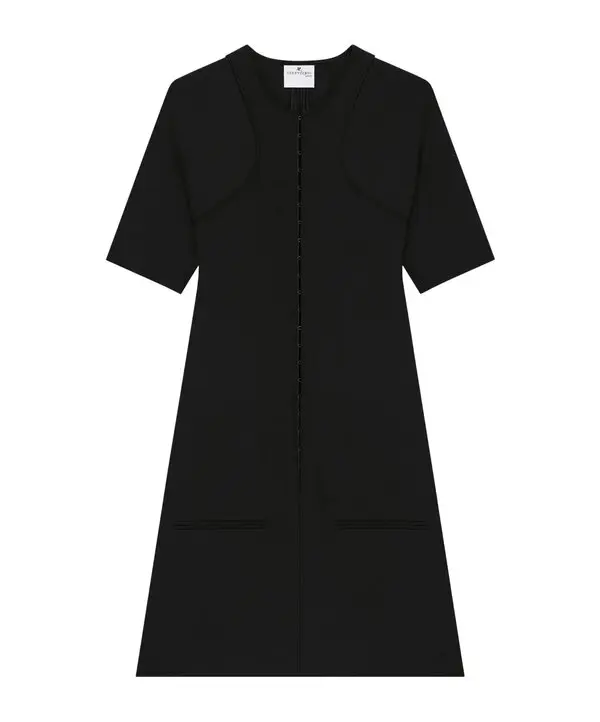 COURREGES A-line Mini Dress With Hook And Eye Fastening - Black