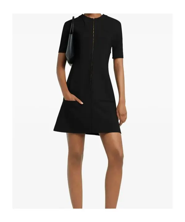 COURREGES A-line Mini Dress With Hook And Eye Fastening - Black