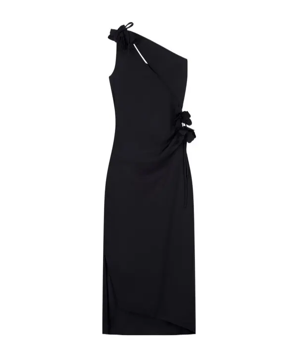 Coperni Asymmetrical Mini Flower Gown - Black