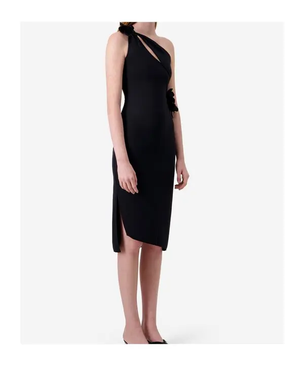 Coperni Asymmetrical Mini Flower Gown - Black