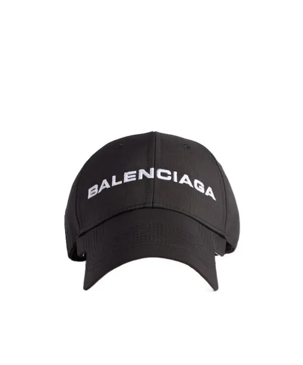 Balenciaga Logo Embroidered Baseball Cap - Black/white
