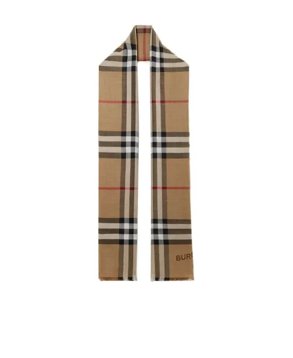 Burberry Frayed Edge Checked Scarf - Brown