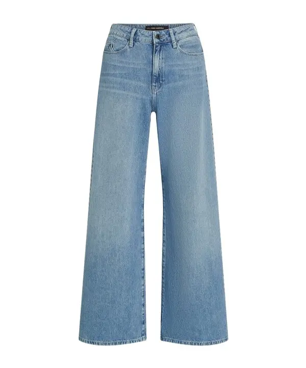 Karl Lagerfeld Studded-signature Jeans - Light Blue