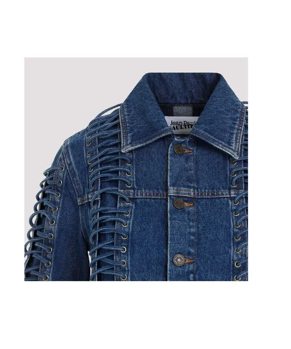 JEAN PAUL GAULTIER Long-sleeved Denim Coat With Lace-up Detailing