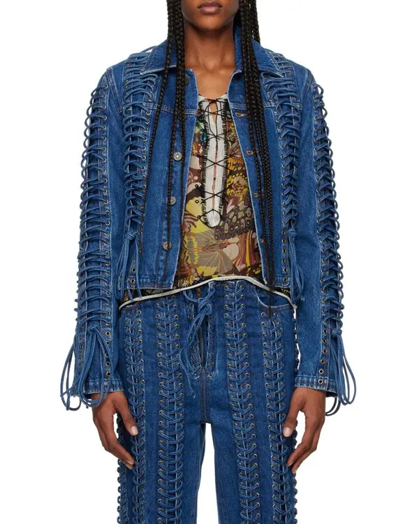 JEAN PAUL GAULTIER Long-sleeved Denim Coat With Lace-up Detailing