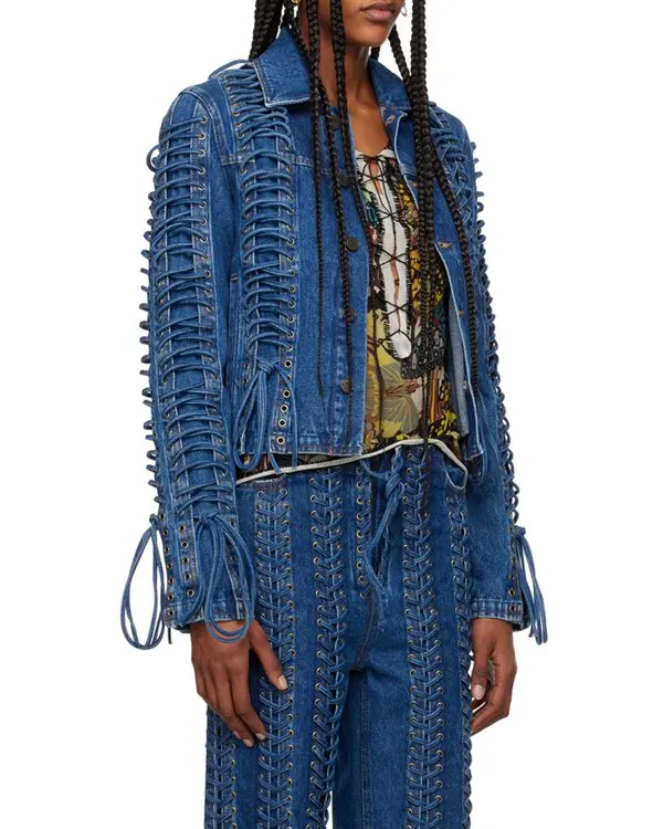 JEAN PAUL GAULTIER Long-sleeved Denim Coat With Lace-up Detailing