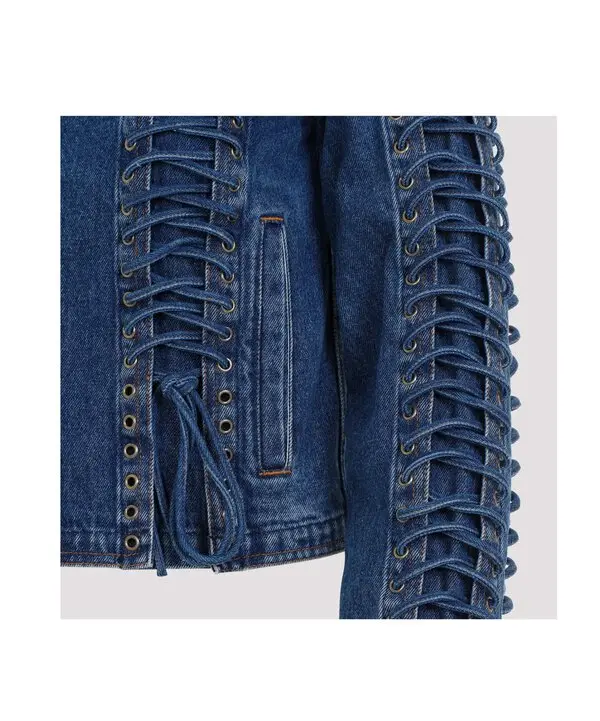 JEAN PAUL GAULTIER Long-sleeved Denim Coat With Lace-up Detailing