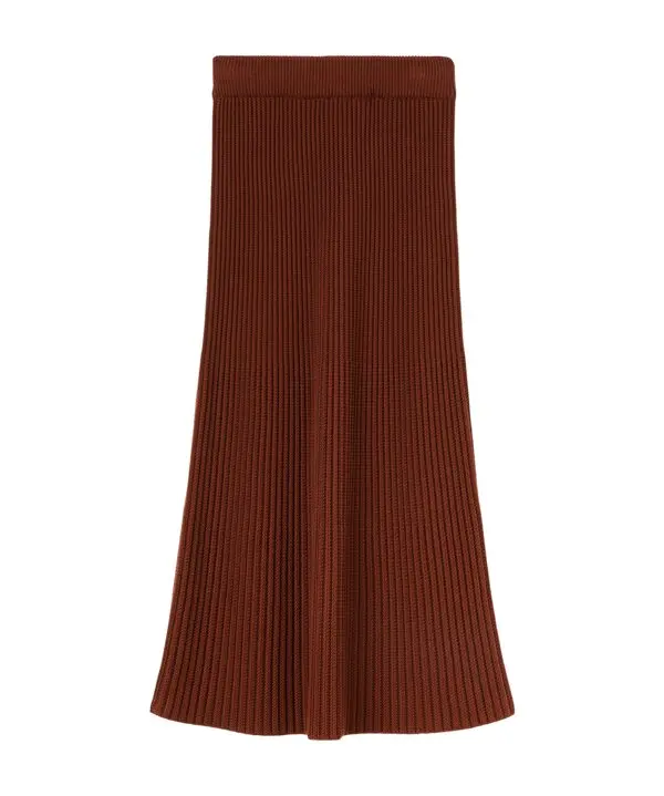 Loro Piana Ikeda Ribbed Pleated Midi Skirt - Brown