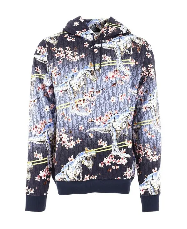 Dior Floral Dinosaur Print Hooded Sweater