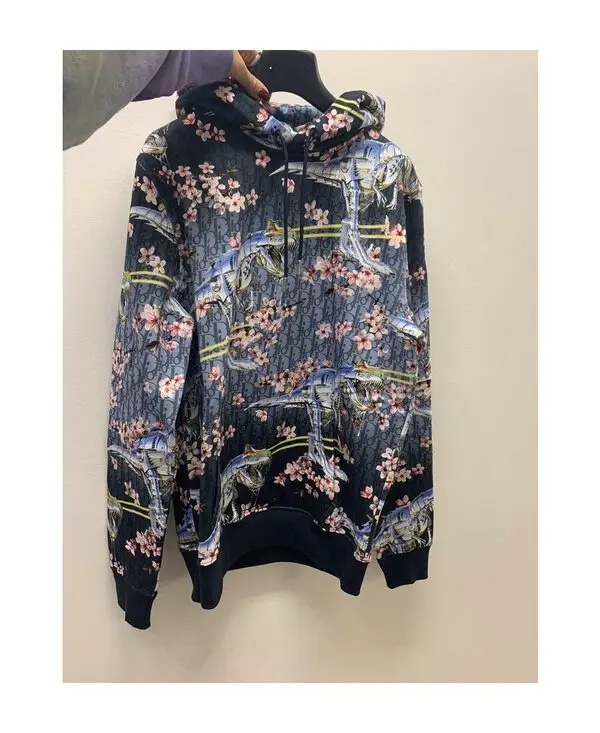 Dior Floral Dinosaur Print Hooded Sweater
