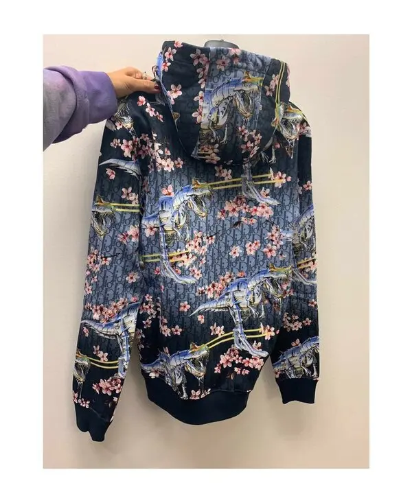 Dior Floral Dinosaur Print Hooded Sweater