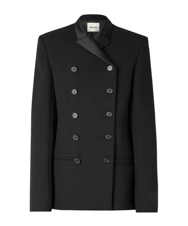 Khaite Sabel Double-breasted Satin-trimmed Crepe Blazer