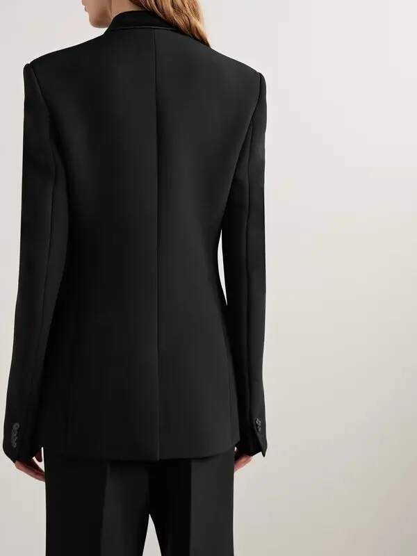 Khaite Sabel Double-breasted Satin-trimmed Crepe Blazer