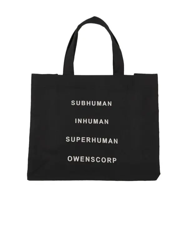 Rick Owens Slogan Embroidered Tote Bag - Black/pearl