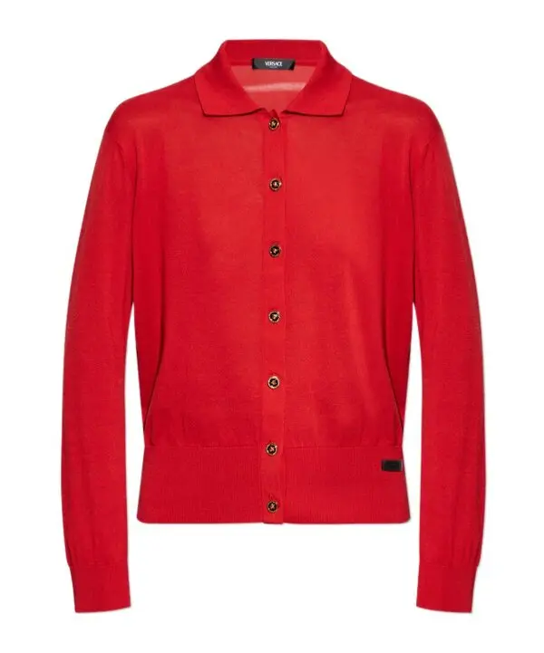 Versace Logo Patch Polo Cardigan