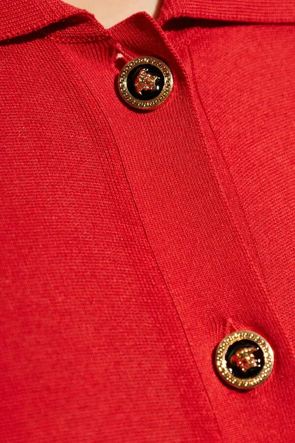 Versace Logo Patch Polo Cardigan