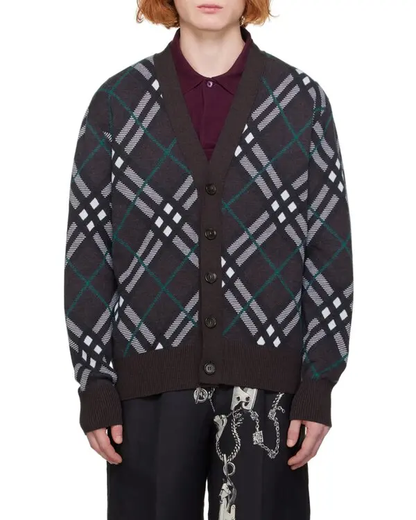 Burberry Checked V-neck Buttoned Cardigan