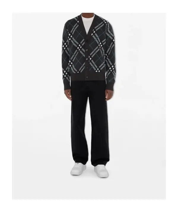 Burberry Checked V-neck Buttoned Cardigan