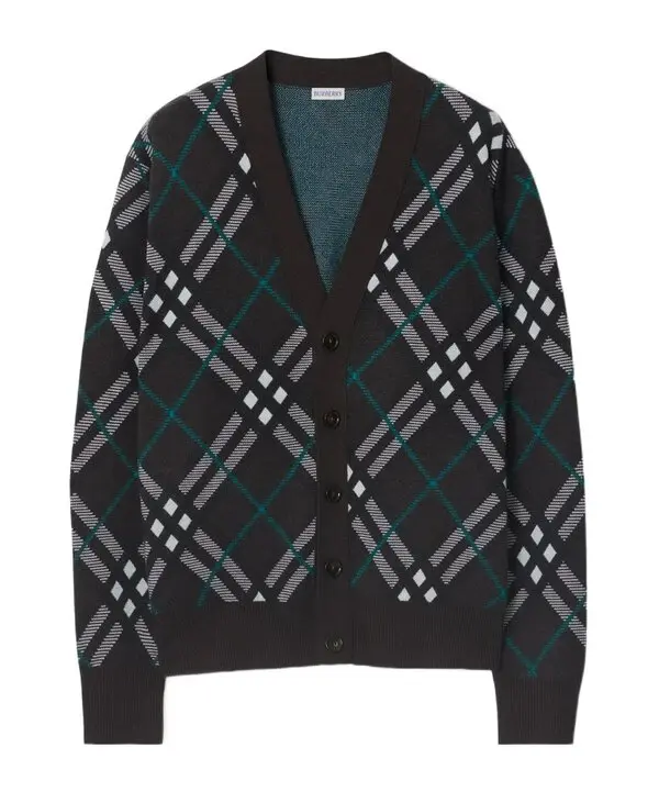 Burberry Checked V-neck Buttoned Cardigan