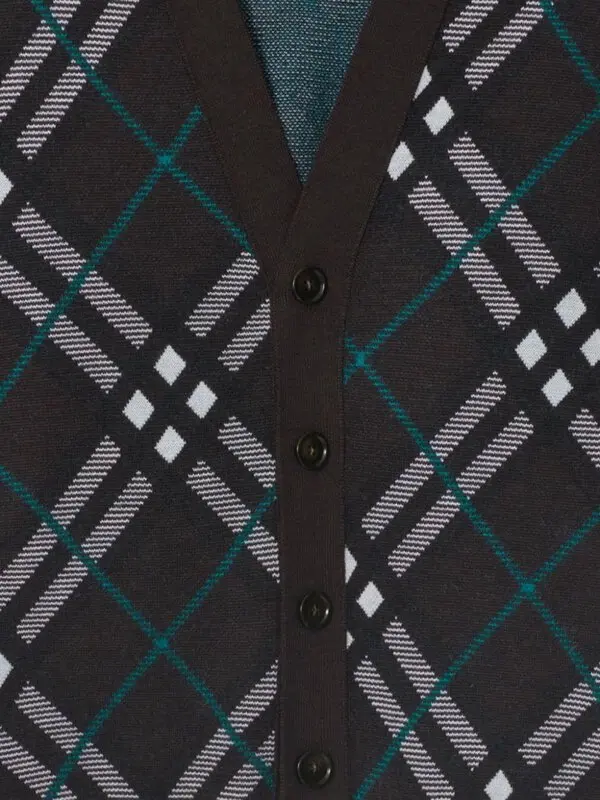Burberry Checked V-neck Buttoned Cardigan