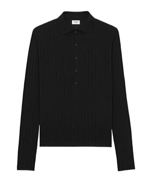 Saint Laurent Button Detailed Long-sleeved Polo Shirt