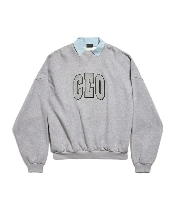 Balenciaga Ceo Team Logo Crewneck Sweatshirt - Hemp Gray