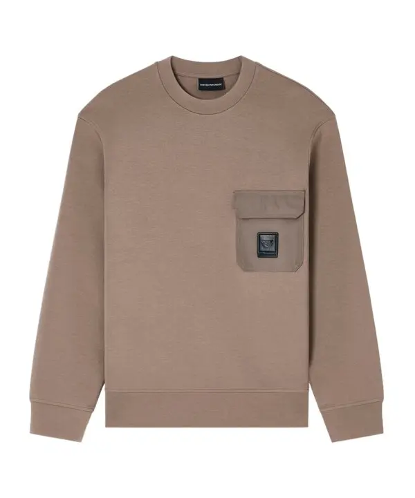 Emporio Armani Patch Pocket Cotton Sweater - Light Brown