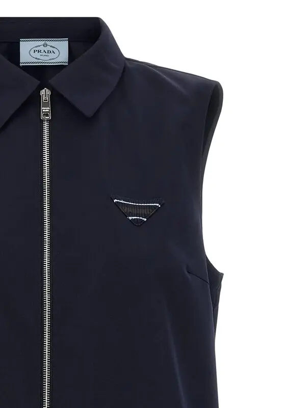 Prada Sleeveless Drawstring Dress With Half-zip Front