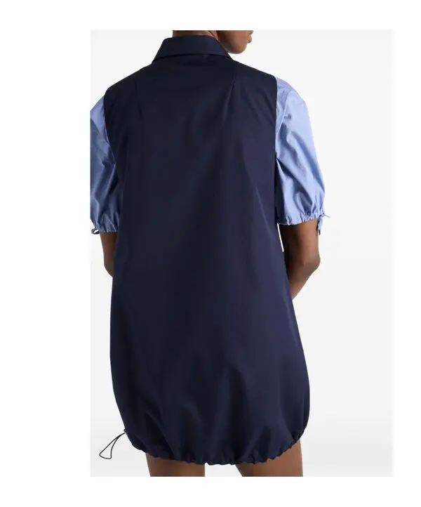 Prada Sleeveless Drawstring Dress With Half-zip Front - Blue