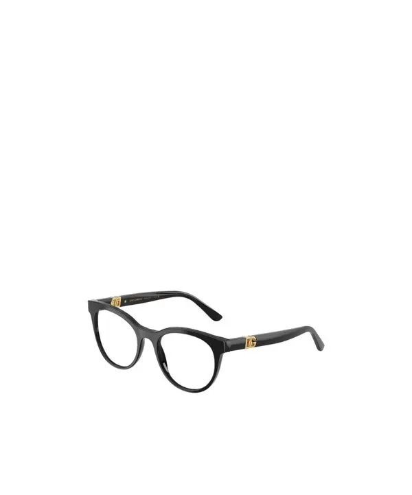 Dolce & Gabbana Full Rim Eyeglasses With Gold Tone Logo Detail - Gray