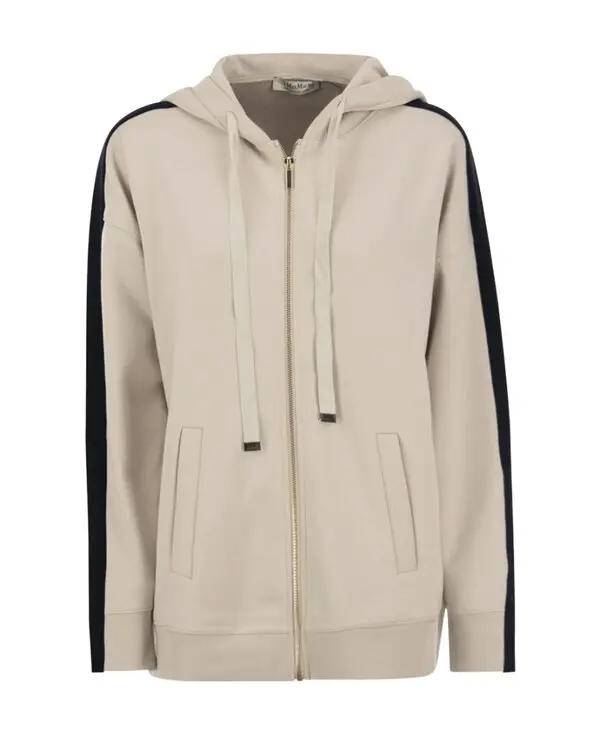 Max Mara Long Sleeve Zip Up Hoodie With Side Detail - No