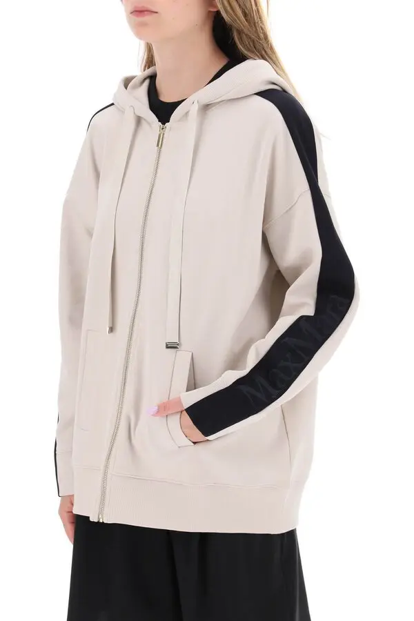 Max Mara Long Sleeve Zip Up Hoodie With Side Detail