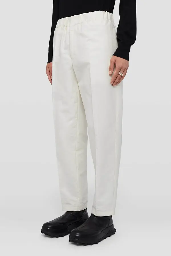 JIL SANDER Tapered Pleated Trousers - White