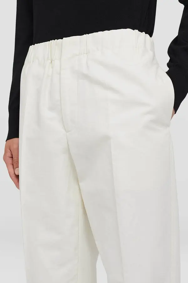 JIL SANDER Tapered Pleated Trousers - White
