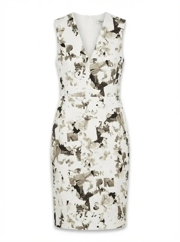 Max Mara Sleeveless V-neck Graphic Print Dress - No