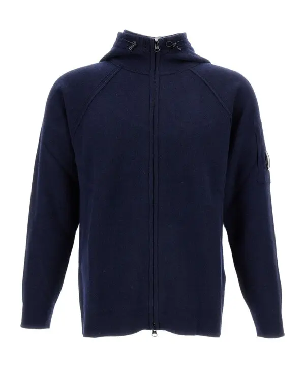 C.P. COMPANY Hooded Zip Cardigan With Lens Detailing