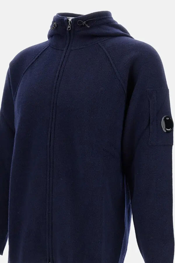C.P. COMPANY Hooded Zip Cardigan With Lens Detailing