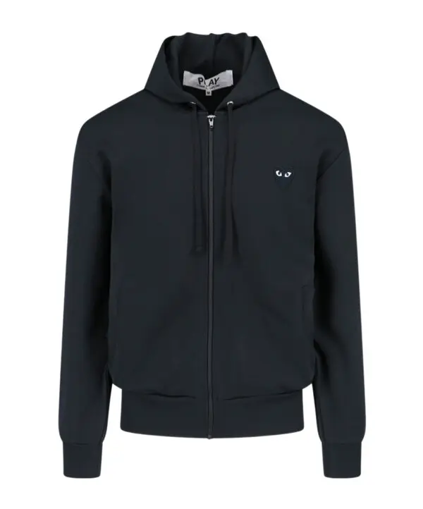 Play Comme Des Garcon Comme Des Garçons Play Logo Embroidered Zipped Hoodie