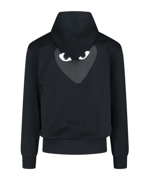 Play Comme Des Garcon Comme Des Garçons Play Logo Embroidered Zipped Hoodie
