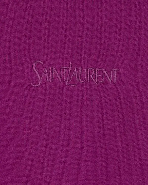 Saint Laurent Logo Embroidered Long-sleeved Hoodie - Purple