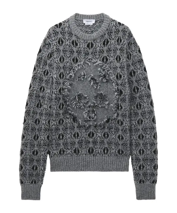 Alexander McQueen Skull Fair Isle Sweater - Gray All Over