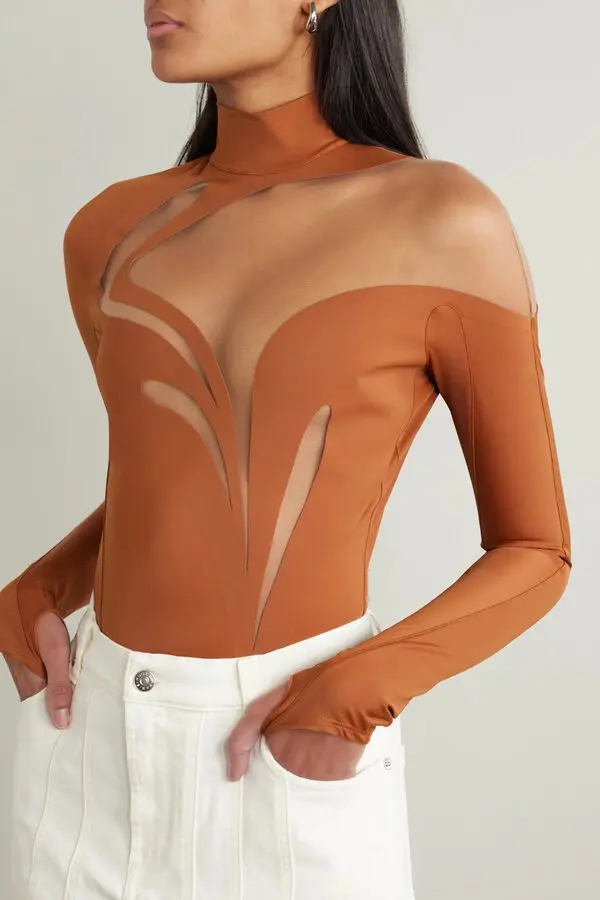 MUGLER Long Sleeve Cut-out Bodysuit